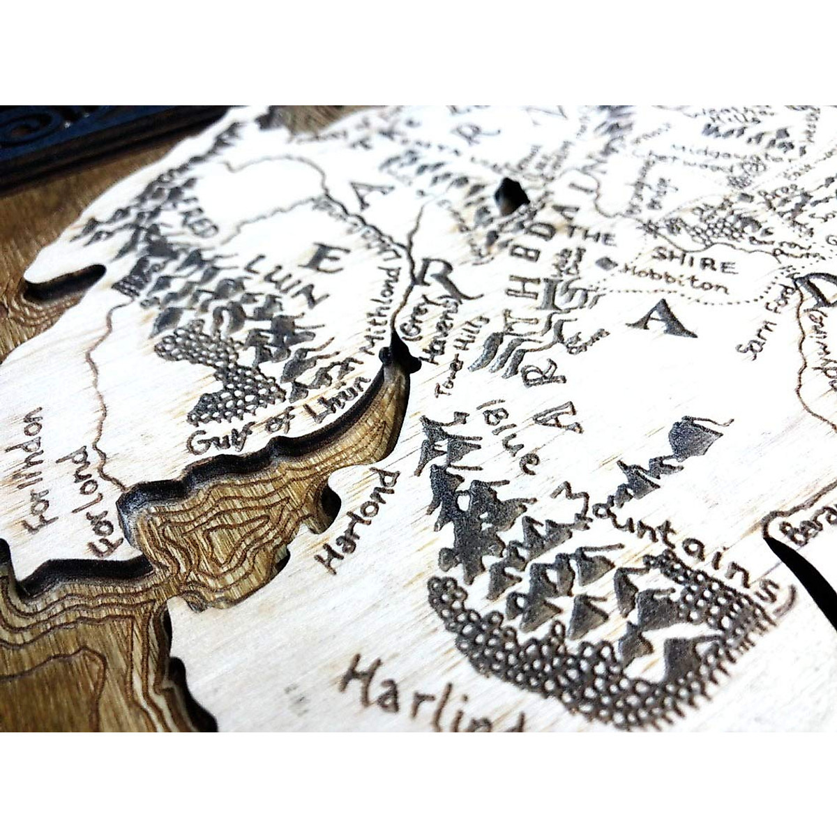 Handmade Large Wooden Map Compatible with Hobbits and Middle Earth Map LOTR | Set of coasters | Map Gift Idea| Decor Map | Gift Idea Fantasy Map | Gift for Him | Gift for Her