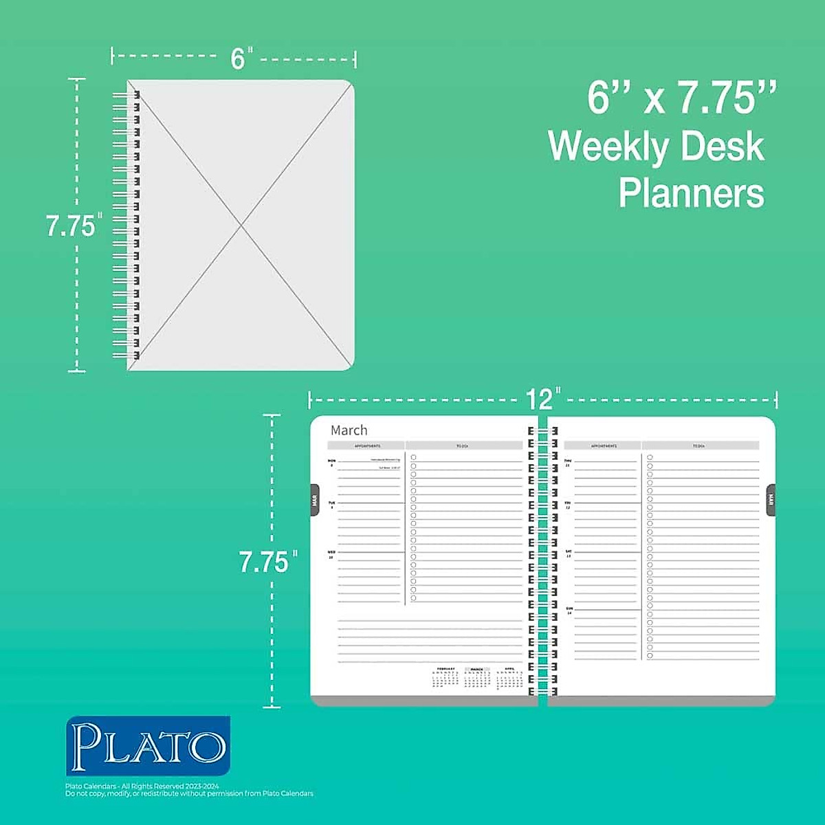 Crackled Blush | 2024 6 x 7.75 Inch 18 Months Weekly Desk Planner | Foil Stamped Cover | July 2023 - December 2024 | Plato | Planning Stationery