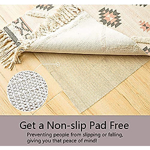 Wolala Home Print Tufted Rug Mat Boho Geometric Tassels Throw Area Rugs Machine Washable Fringe with Non-Slip Mat for Bathroom,Bedroom,Living Room,Laundry Room Kitchen Rug,Doormat (2'x3')