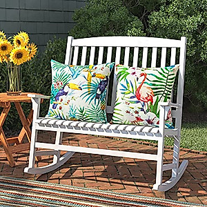 OTOSTAR Pack of 4 Waterproof Throw Pillow Covers, Tropical Plants and Flowers Parrot Flamingo Pattern Cushion Cover, Indoor&Outdoor Decorative Pillowcase for Patio Couch Bed Sofa, 16x16 Inch