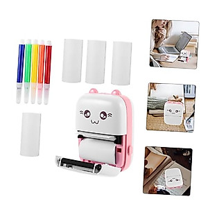 GETAJGHSD 1 Set Sticker Printer Label Printer Pocket Label Printer Wrong Question Printer Small Printing Tool Portable Printer Mini Label Printer Label Printer Machine Paper Pink