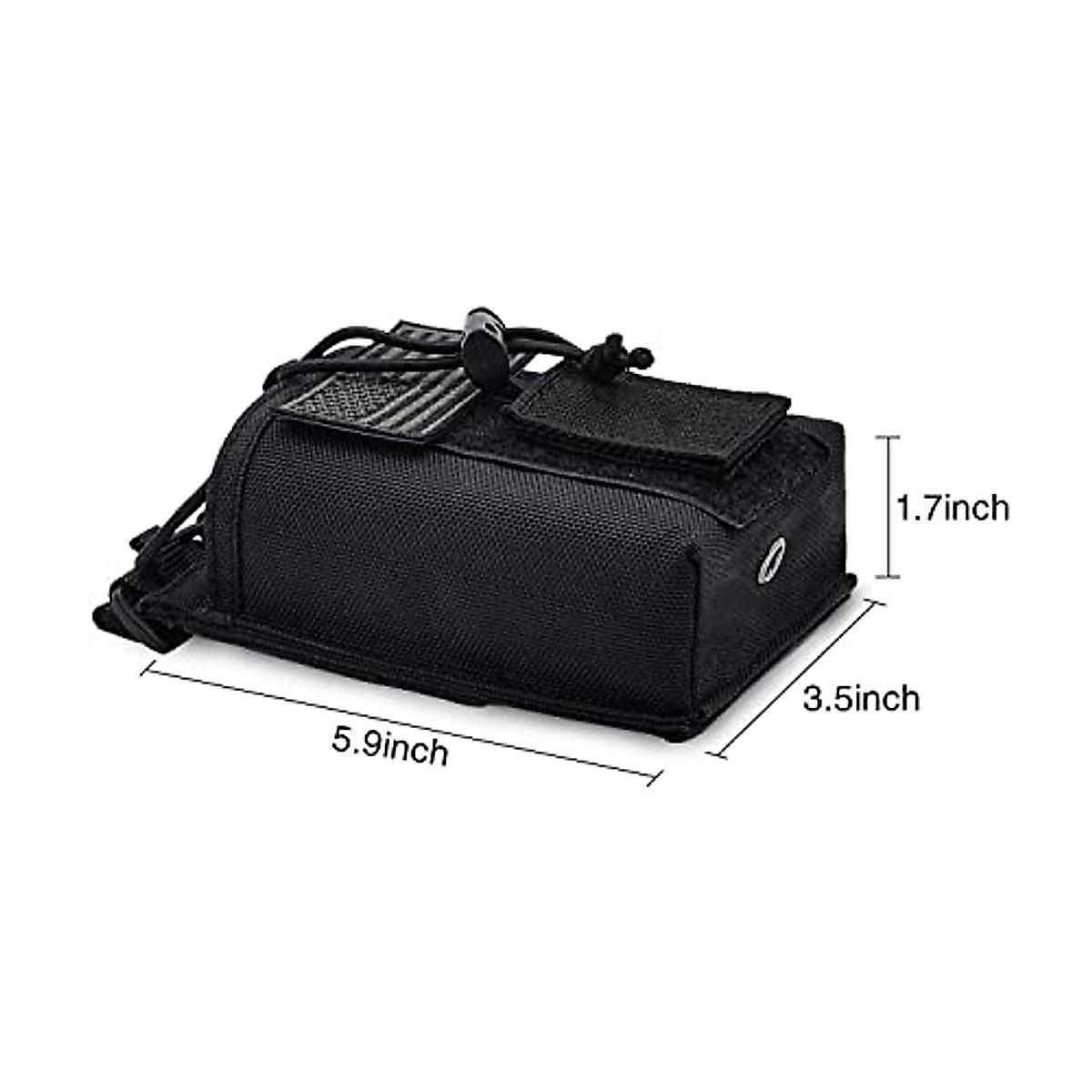 Molle Radio Pouch Radio Holster Tactical Radio Holder Duty Belt Accessories Military Heavy Duty Radio Bag for Two Ways Walkie Talkies Adjustable Storage with 1 Pack Patch(Black)