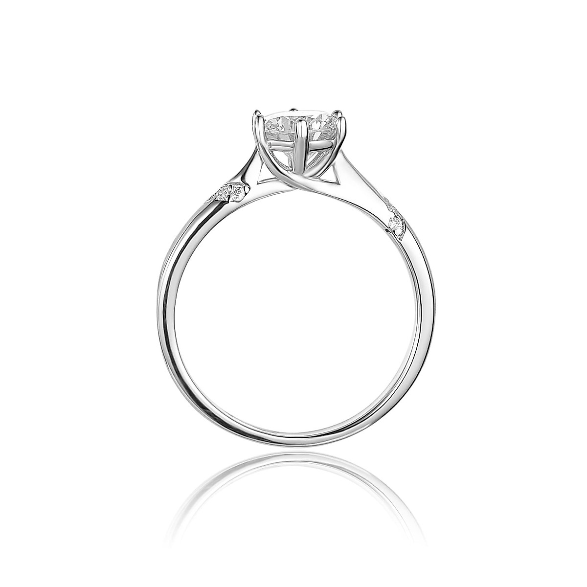 MRENITE Solid 10K/14K/18K White Gold 1 Carat IGI CERTIFIED Lab-grown Diamond Engagement Ring for Women 6 Prong Set Round Diamond Ring (D-F Color VS1-VS2 Clarity 1 Ct Center; 1.04 CTTW)