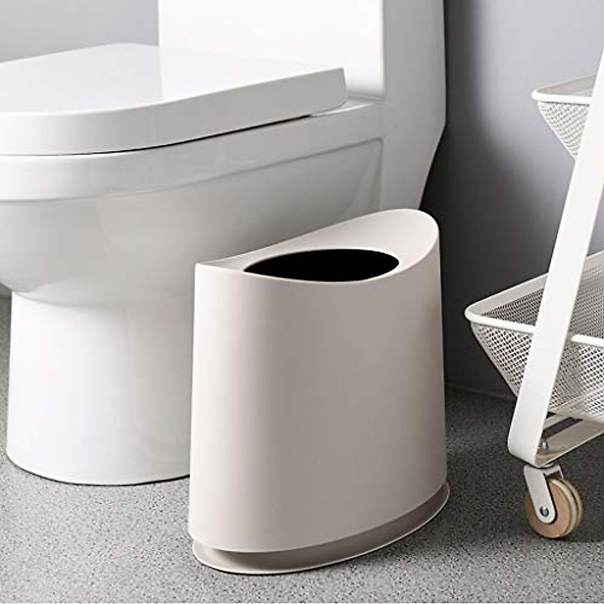 ZHANGJINYISHOP2016 Trash Garbage Can Double-Layer Trash Can, 10L Plastic Fashion Office Waste Paper Basket with Sturdy Plastic Liner, Oval Shape Trash Can Waste Bin (Color : White)