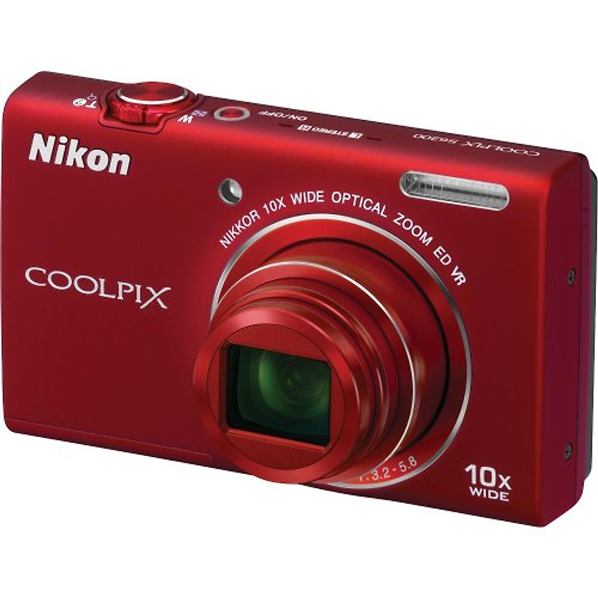 Nikon COOLPIX S6200 16 MP Digital Camera with 10x Optical Zoom NIKKOR ED Glass Lens and HD 720p Video (Red)