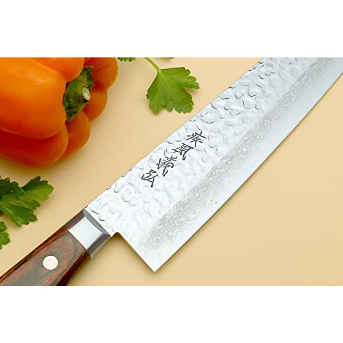 Yoshihiro VG10 16 Layer Hammered Damascus Gyuto Japanese Chefs Knife (8.25'' (210mm))