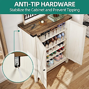 YITAHOME Shoe Cabinet with Doors, Farmhouse 5-Tier Shoe Storage Cabinet for Entryway, Large Capacity Wooden Shoes Rack Organizer for Entryway/Hallway/Closet, Beige