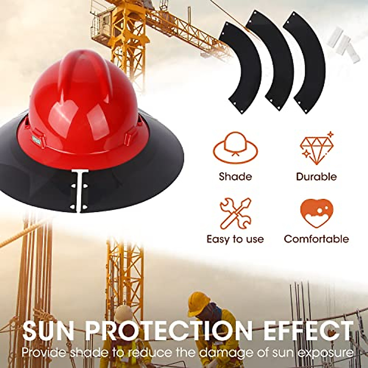 Glosaie Premium Hard Hat Visor Fits Standard V-Gard Full Brim Attachment for Men or Women Working Outside