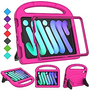 SUPLIK Kids Case for iPad Mini 6 (8.3-inch, 2021), iPad Mini 6th Generation Case for Kids, Built with Screen Protector, Durable Shockproof Protective Cover with Handle Stand, Pink