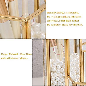 K COOL Decorative Makeup Brush Holder Pen Pencil Holder for Desk Organizer Gold Glass Cosmetic Display Cases Pot for Women Girls