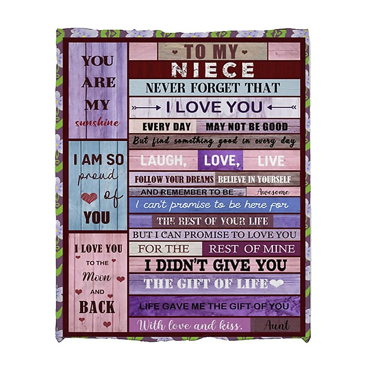 VCXGCF Niece Gifts from Auntie Blanket, Birthday Gifts for Niece, Nieces Graduation Gift Ideas Blankets Throws, Niece Gifts from Aunt,to My Niece Blanket,Best Niece Gifts Ideas 60"x50" ¡­