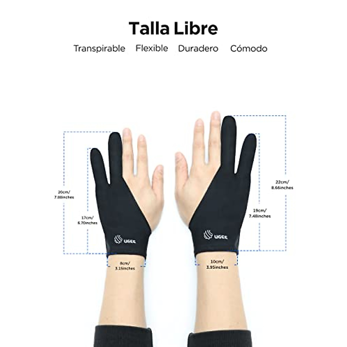 UGEE Digital Drawing Glove 4 Pack，Artist Glove for Drawing Tablet Digital Art Glove with Two Finger for Right Hand or Left Hand Universal Sizes