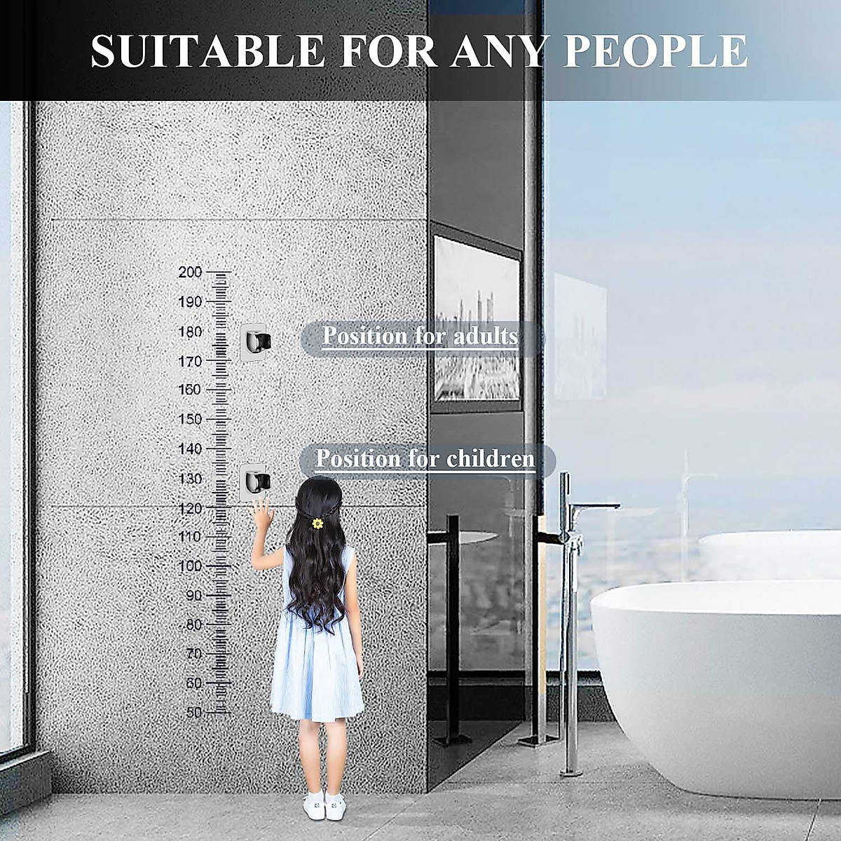 Shower Head Holder Strong Adhesive Adjustable Handheld Shower Wand Holder No Drilling Wall Mount Bracket (Silver)