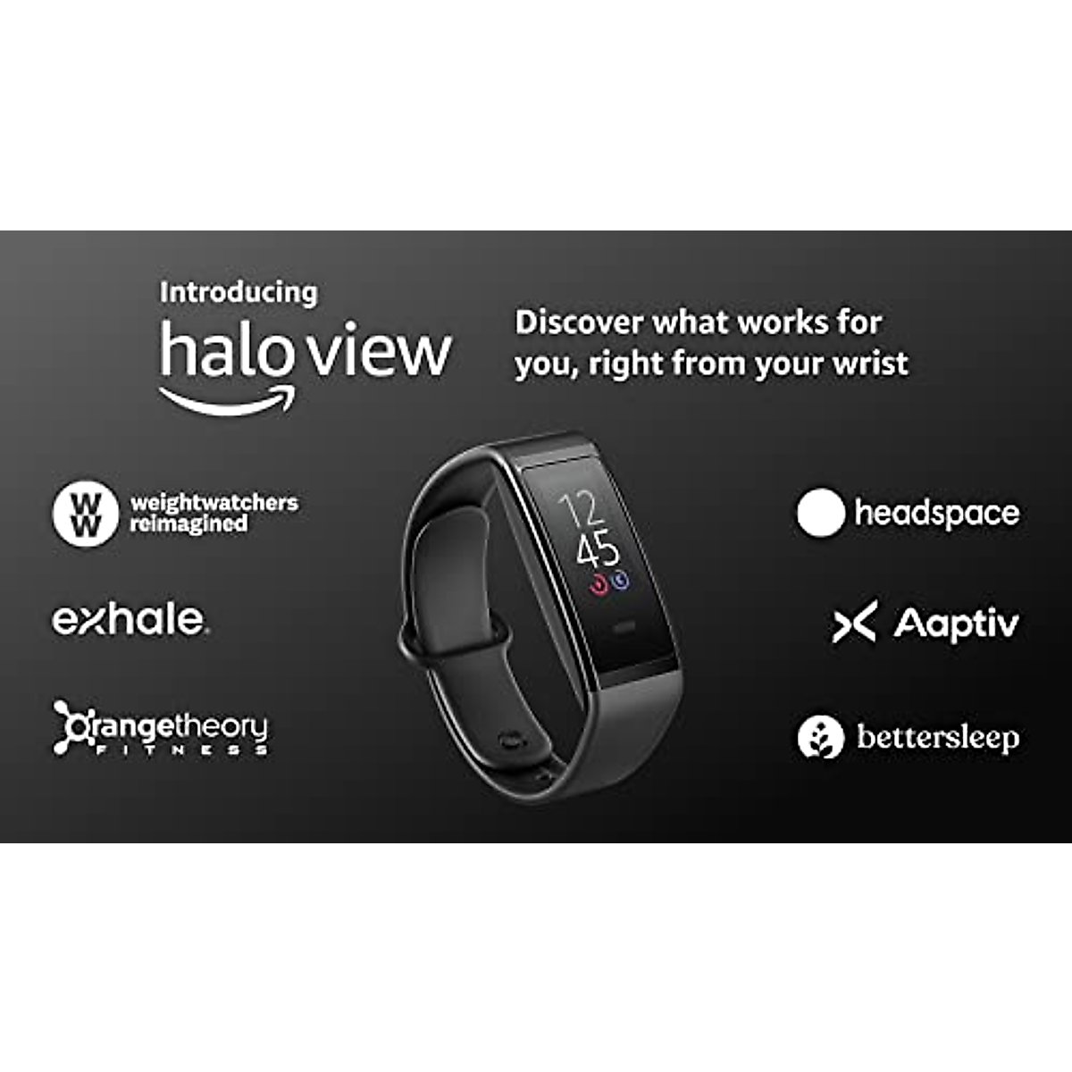 Amazon Halo View fitness tracker, with color display for at-a-glance access to heart rate, activity, and sleep tracking – Active Black – Medium/Large