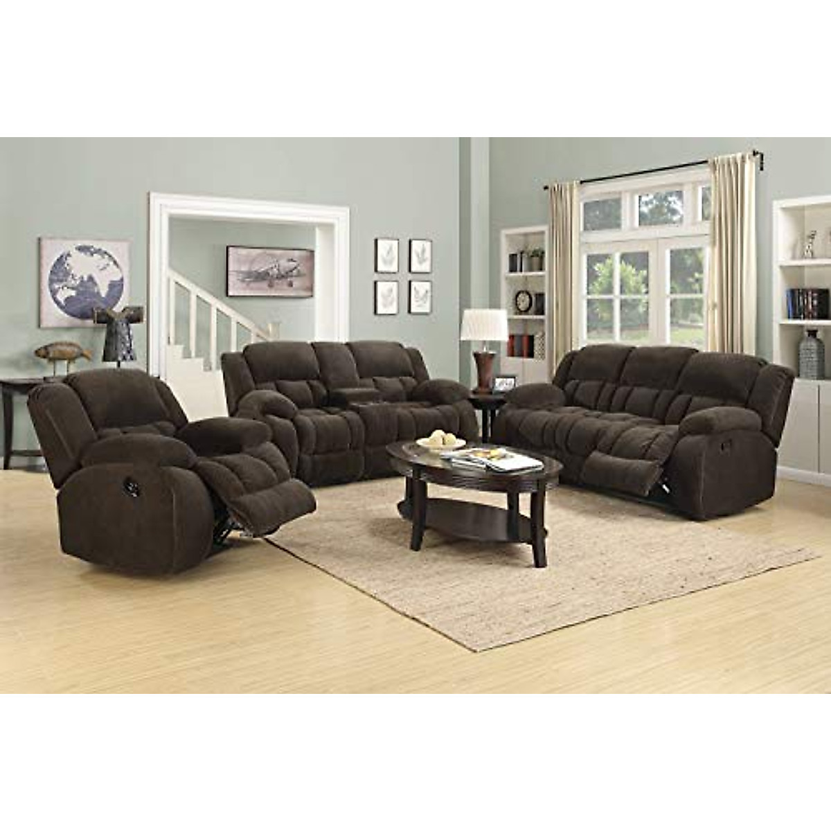 Coaster Home Furnishings Weissman Pillow Padded Reclining Loveseat with Cupholders and Storage, Chocolate