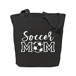 GXVUIS Soccer Mom Canvas Tote Bag for Women Aesthetic Football Reusable Grocery Shoulder Shopping Bags Funny Gifts for Mama Black