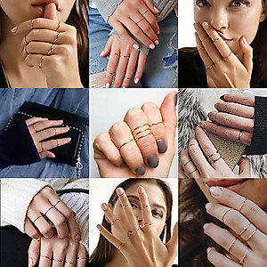 GOLDCHIC JEWELRY 28 Pcs Midi Ring Bohemian Knuckle Ring Sets Fashion Finger Vintage Silver Stackable Rings for Women Lady Knuckle Midi Rings for Mother Wife Fiancee