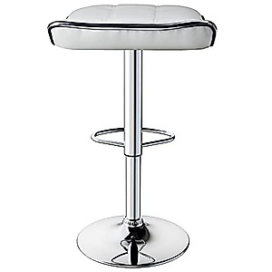 ErgoDesign Bar Stools Set of 2, Square Backless Adjustable Bar Stools, Swivel Bar Stool, Barstools Set of 2 (White)