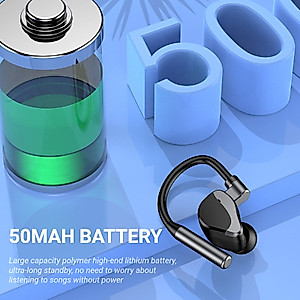 Bluetooth Headset, Wireless Bluetooth Earpiece Single Ear Headset with Noise Canceling Microphone, Hands Free Wireless Earphones for Business Driving