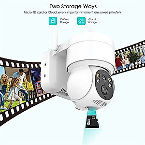 Security Camera Camera Solar Camera Wifi Outdoor 1080P PIR Human Detection Wireless Surveillance IP Cameras With Solar Panel 7800mAh Recharge Battery Surveillance Camera with Spotlight ( Color : 1080P