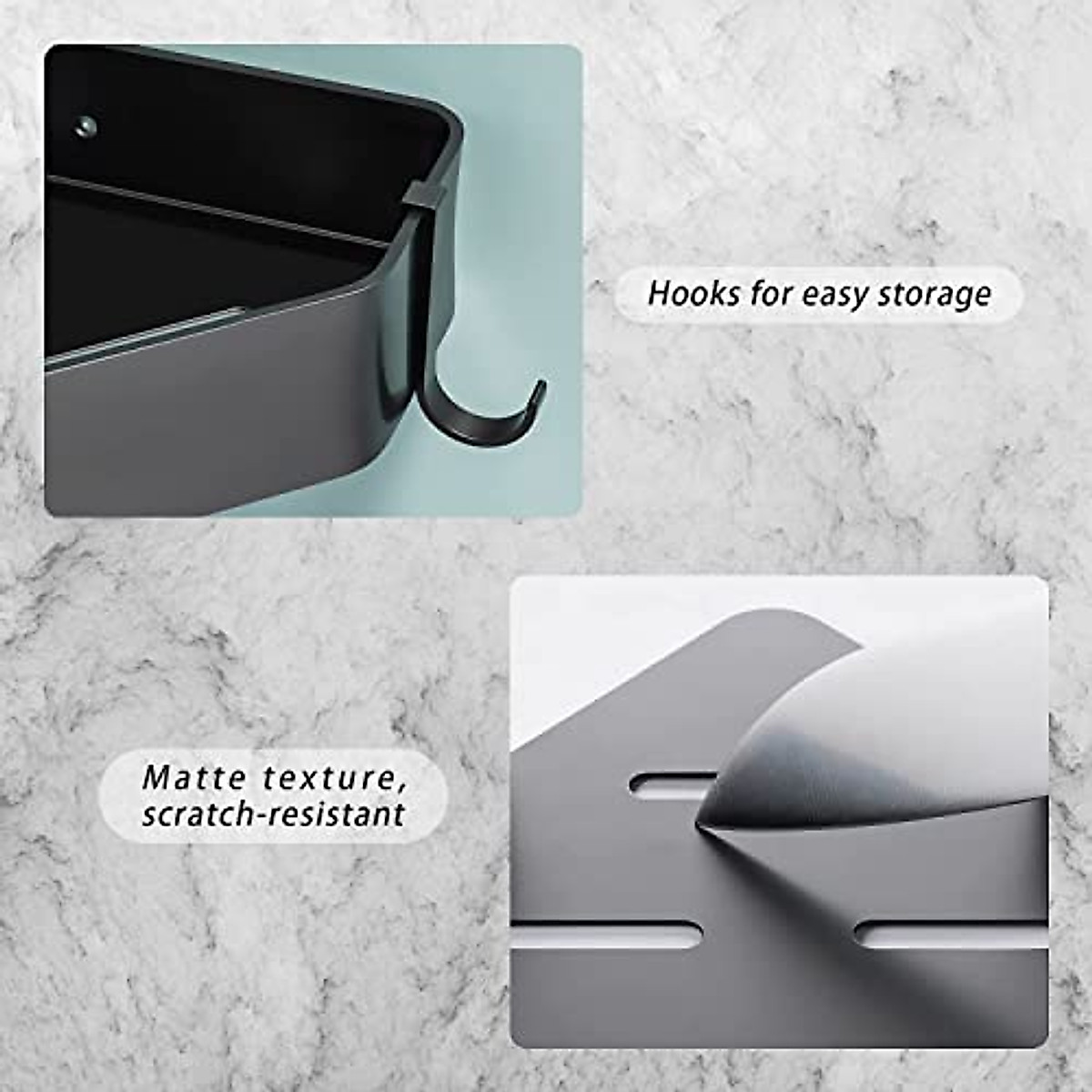 ABOKA Shower Caddy Basket Shelf For Bathroom 2-Pack with Hooks & Towel Bar Adhesive Shower Organizer Storage Wall Mounted, Mate Black