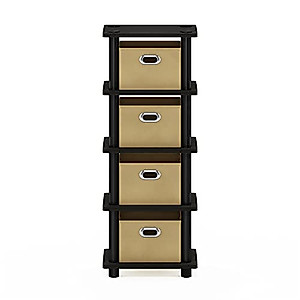 Furinno LACi 4-Bins System Rack, 11.3(W) x 28.8(H) Inch, Espresso/Black