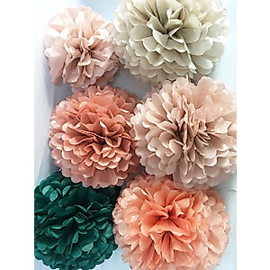 Birthday decorations for Women Girls with Emerald Green Dusty Rose Pink Balloons Rustic Banner and Happy Birthday Floral Cake Topper(Green +Peach)