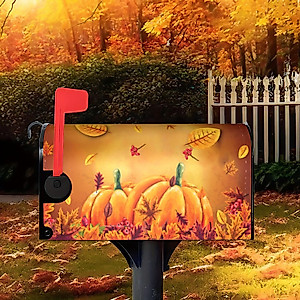 Fall Mailbox Covers Magnetic Pumpkin Leaf Thanksgivin Letter Post Box Cover Wrap Decoration Welcome Home Garden Outdoor Yard Outside Farmhouse Home Decor 21" Lx 18" W