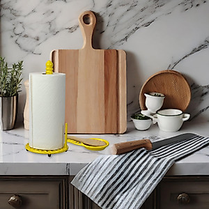 Home Basics Sunflower Cast Iron Paper Towel Holder with Dispensing Side Bar Free-Standing Kitchen Countertop, Dinning, Yellow