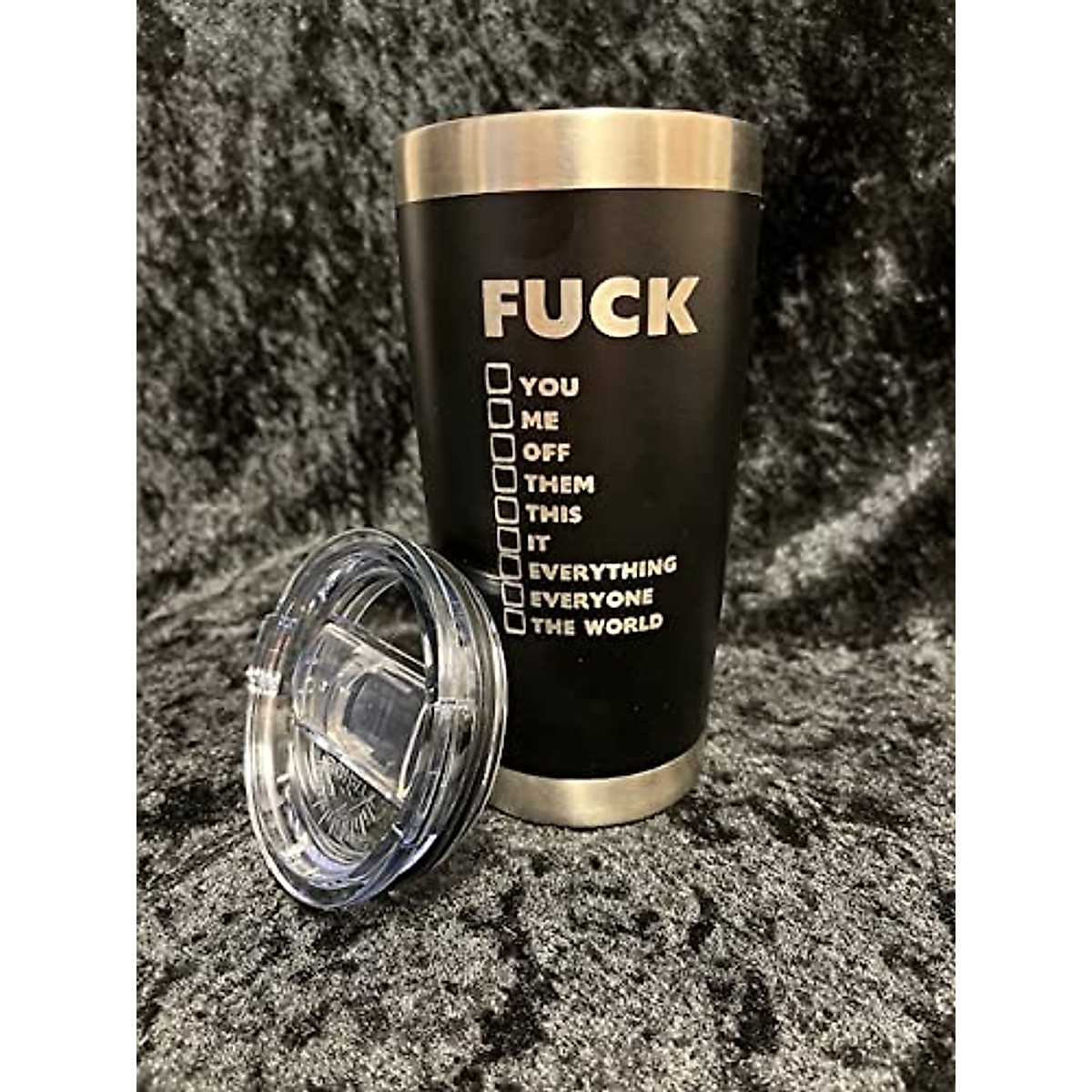 My Vocabulary Tumbler - Fuck This, That, You, Me, It..... - 20 oz Black Tumbler w/ Sliding Lock Lid - Funny Tumbler