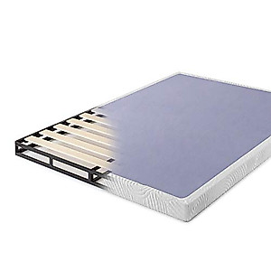 ZINUS Metal Box Spring with Wood Slats, 4 Inch Mattress Foundation, Sturdy Steel Structure, Easy Assembly, Queen