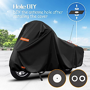 300D Motorcycle Cover for Touring Models Road King Street Glide Road Glide Outdoor Bike Cover Windproof Heavy Duty Waterproof Protection Fits up to 118” Motorcycles