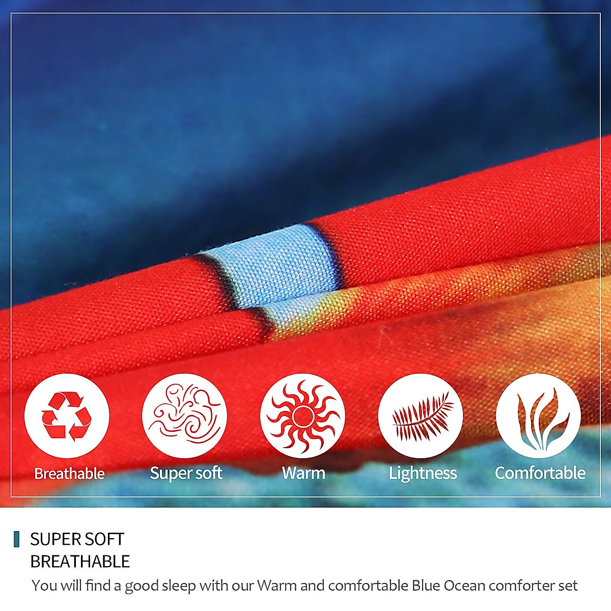 Qucover Dolphin Comforter Set Twin Size 3-Piece Blue Ocean Sea Animall Tropical Fish Comforter Set with 2 Pillowcases for Teen Boys, Twin 59x79 Inches