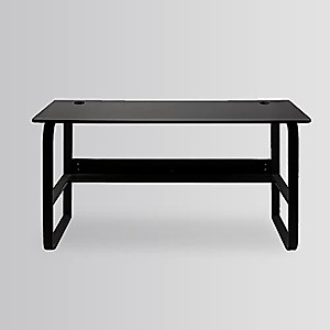 MASAKA B&W 55" Computer Desk for Work, Study Desk for Home Office in Your Bedroom, Simple Desks for Writing with Home Study Work, Rustic Black Table 55” with Laptop Station Desktop