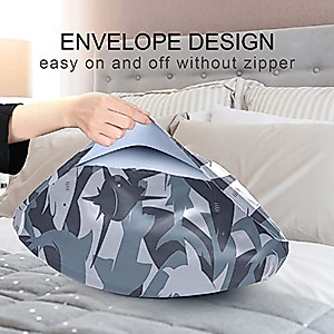 Sharks Camo Pillow Covers Silk Pillowcase for Hair and Skin Breathable & Silky Soft Satin Pillowcase Standard Size Pillow Case for Bedroom Bed Women Boys Girls (20x26 Inch)