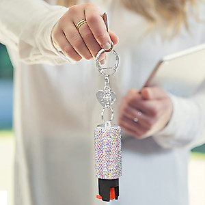 Hope Bobbie Bling-it-On Pepper Spray Keychain-Maximum Strength OC Spray for Self Defense-Fashionable Key Holder-7ft (2M) Range, Glitter Cute Rhinestone Pepper Spray for Women (CrystalAB)