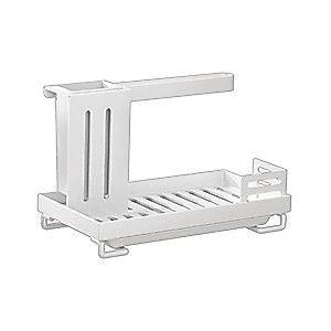 MagiDeal Bathroom Standing Rack, Kitchen Sink Organizer Countertop, Removable 2 Tier Sink Organizer, under Sink Organizers and Storage, for Dish Soap, White