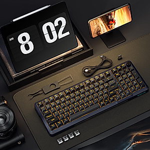 Redragon Mechanical Keyboard Wireless, Gaming Keyboard Wireless 3-Modes 94 Keys Mechanical Keyboard Hot-Swap Socket, RGB Creamy Gaming Keyboard Gasket Structure for PC/Tablet/Laptop/Xbox/PS4