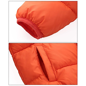 Happy Cherry Kids Winter Windproof Warm Coat Autumn Thick Fur Lined Outwear Hooded Zipper Jacket with Pockets for 2-3 Years, Orange