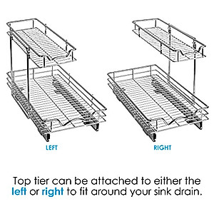 Richards Under Sink Pull-Out Sliding Shelf Organizer for Kitchen Heavy Duty with 5 Year Warranty, 11.5”W x 21”D x 14.5”H, Requires at Least 12.5” W Cabinet Opening-Chrome