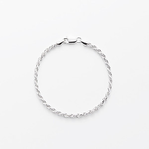 Amazon Essentials Sterling Silver Diamond-Cut Rope Chain Link Bracelet, 8", (previously Amazon Collection)