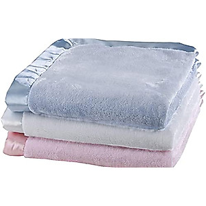 Kids-Pillowcases-By-Stockingfactory Personalized Baby Blankets for Boys (30x40, Blue Micro Plush Fleece Satin Edge Trim) Custom with Baby's Name for Newborn Baby Christening Baptism