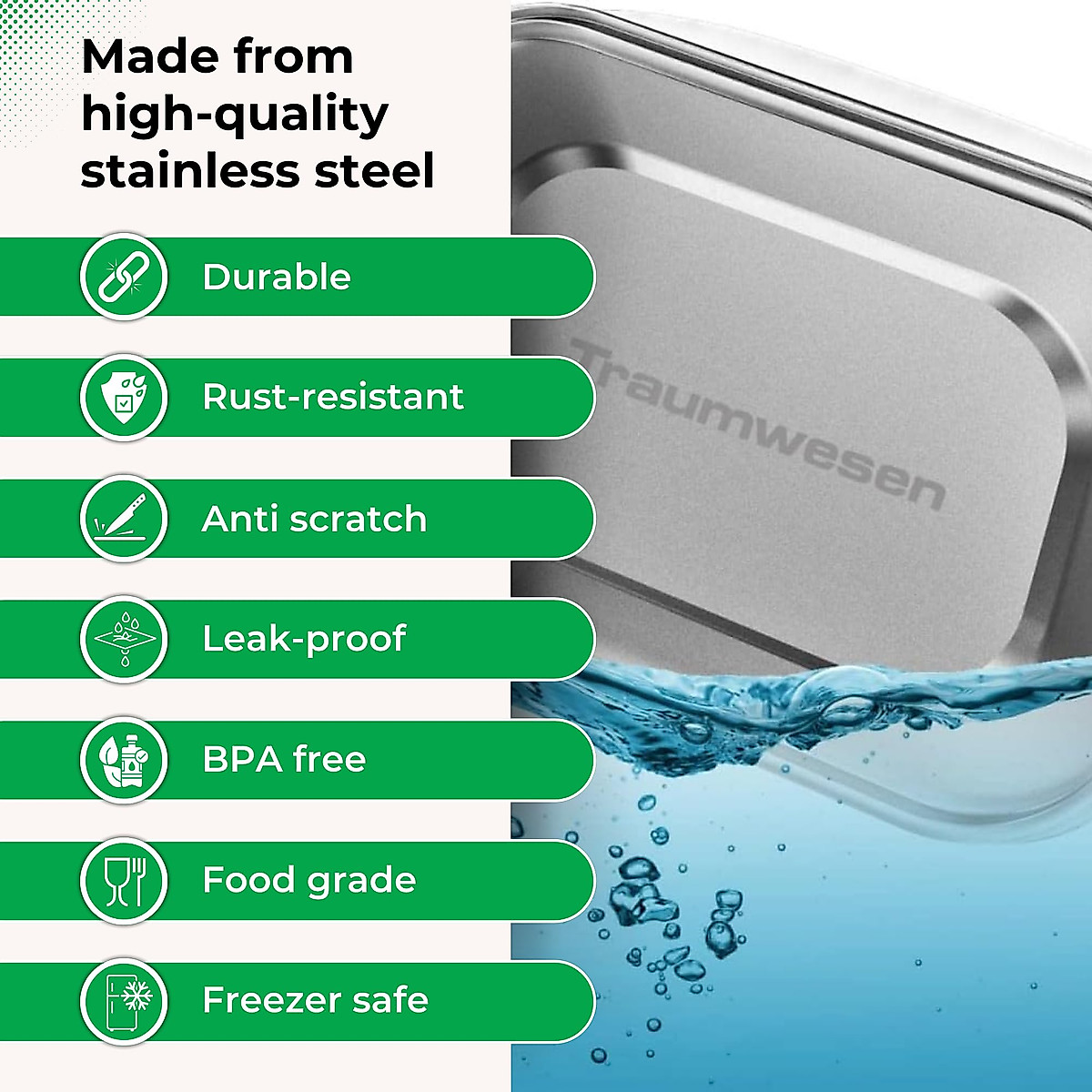 Stainless Steel Bento Lunch Box - Metal Lunch Container for Kids & Adults - Packing Box for Work Lunch - Leakproof Food Lunchbox with Lock Lids - Eco-Friendly Meal Storage Solution - 1400ml