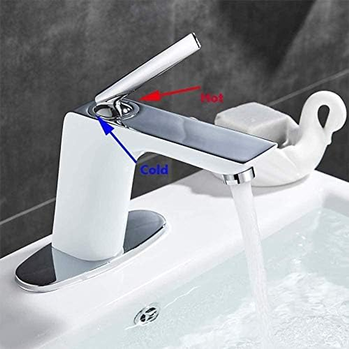 Kitchen Taps White Chrome Basin Faucet Cold and Hot Water Modern Brass Bathroom Sink Faucet Single Handle Hole Toilet Bath Mixer Water Tap