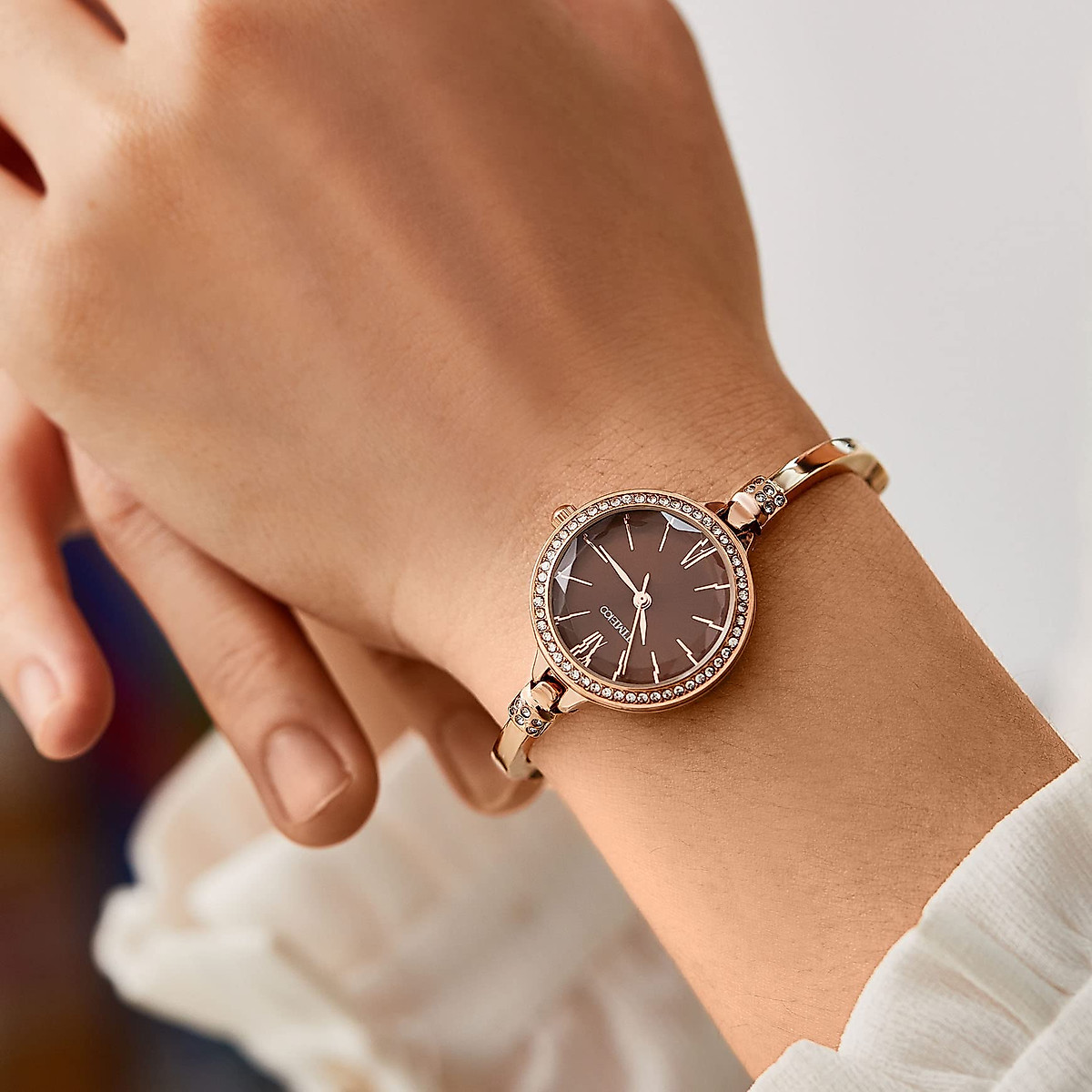 TIME100 Women's Watches Analog Quartz Japanese Movement Watch Bracelet Dress Watch for Female Waterproof Wristwatch Coffee Gold