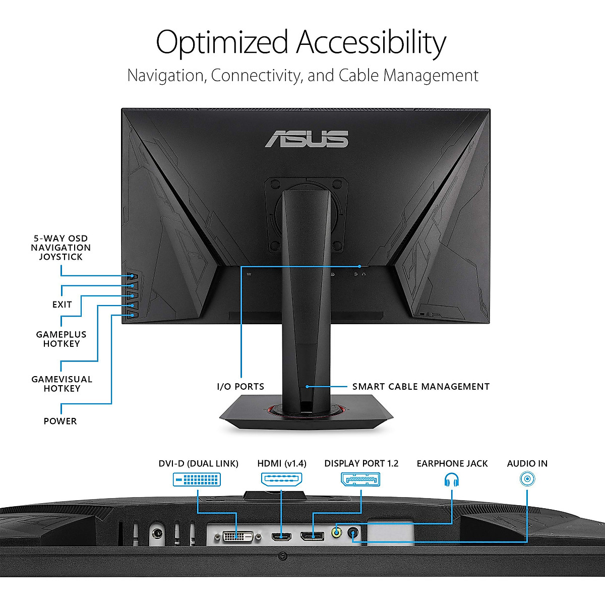 ASUS VG278QR 27” Gaming Monitor, 1080P Full HD, 165Hz (Supports 144Hz), G-SYNC Compatible, 0.5ms, Extreme Low Motion Blur, Eye Care, DisplayPort HDMI DVI (Renewed)