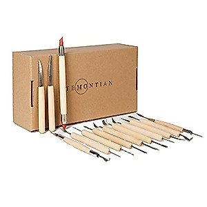TEMONTIAN Pottery Clay Sculpting Tools，44Pcs Double Sided Polymer Clay Tools, Ceramic Clay Carving Tool Set with Carrying Case Bag for Beginners, Pottery Tools and Supplies for Professionals Kit