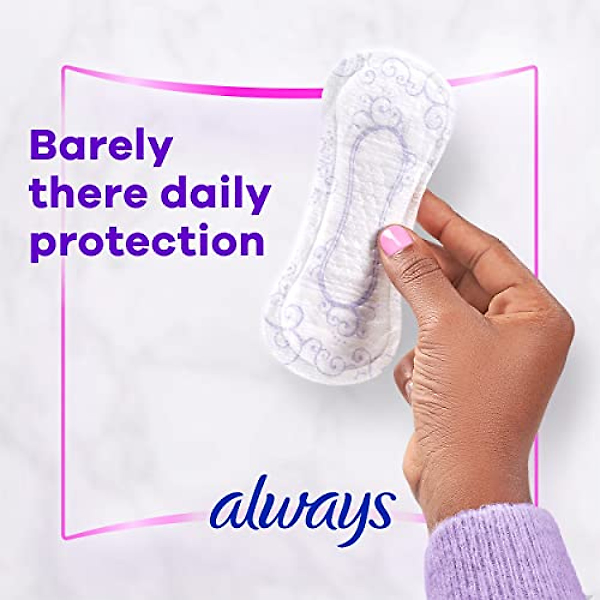 Always Radiant Daily Liners Regular Absorbency Unscented, Up to 100% Odor-free, 96 Count