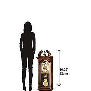 Howard Miller Maxwell Wall Clock 620-226 – Windsor Cherry Finish, Swan Neck Pediment, Vintage Home Décor, Brass Finished Pendulum, Quartz Dual-Chime Movement