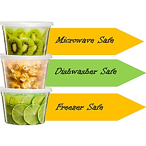 Mr. Miracle Deli Containers with Lids - 48 Pack of 16 oz Clear Airtight Reusable Plastic Food and Multi-Purpose Containers - Microwave, Freezer, and Dishwasher Safe